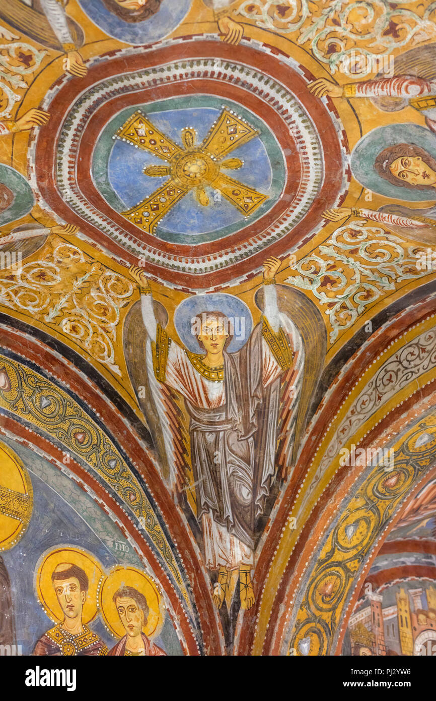 Fresco painting in the cathedral crypt, Anagni, Frosinone, Lazio, Italy ...