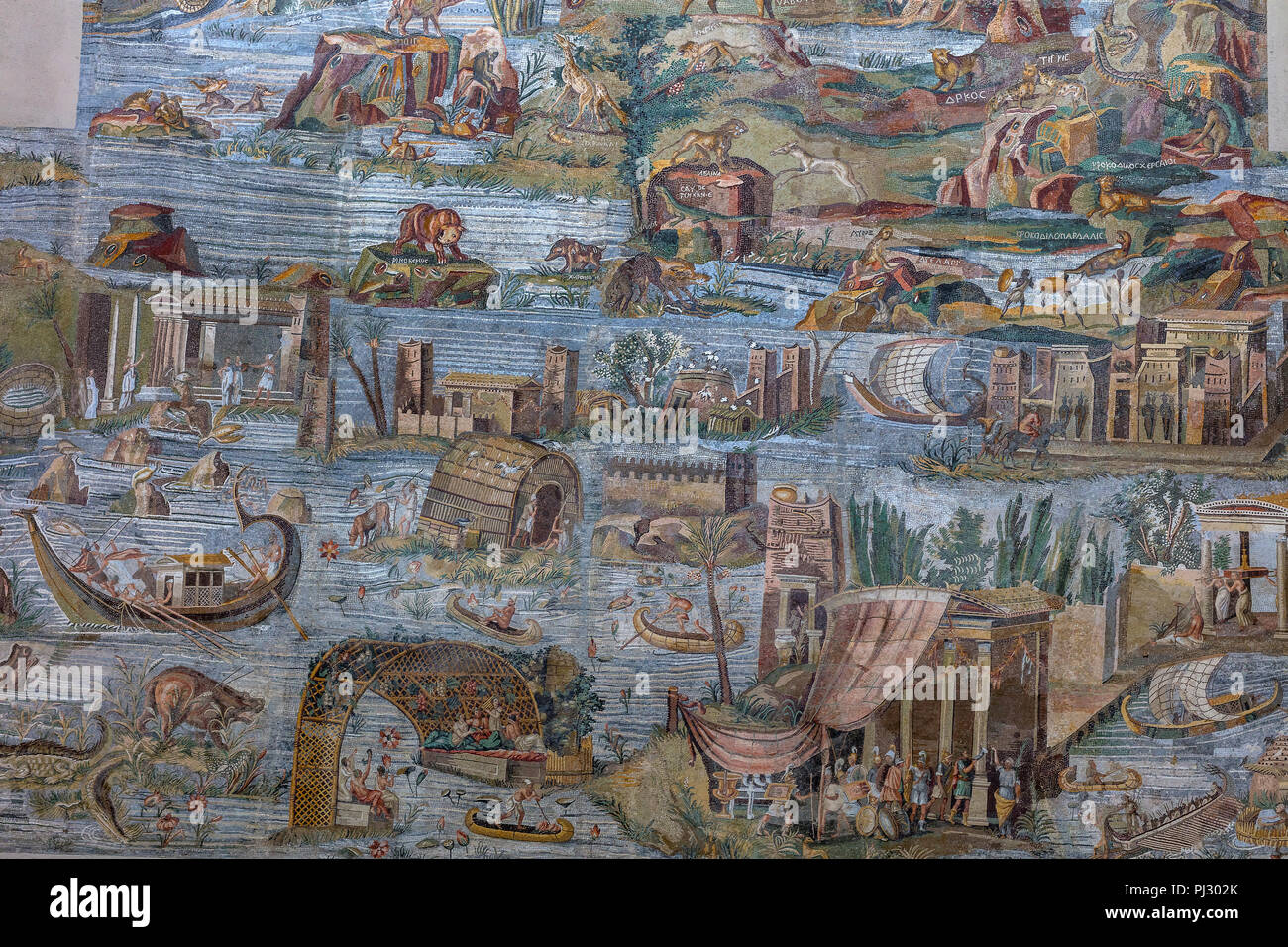 Nilotic Mosaic, Hellenistic art (1st century BC), Archaeological Museum ...