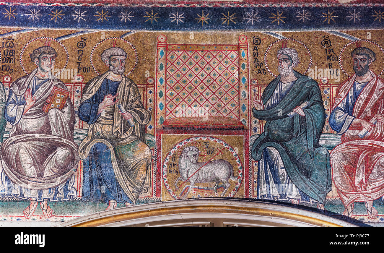 Pentecost mosaic (12th century), Abbey of Santa Maria di Grottaferrata ...