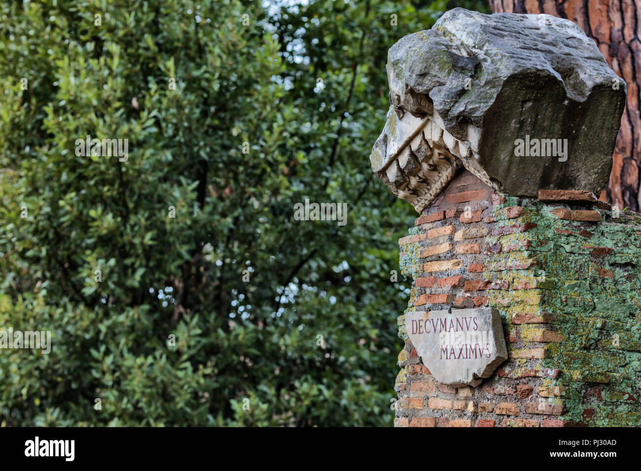 Decumanus maximus street sign, Ruins of ancient Roman Ostia Antica ...