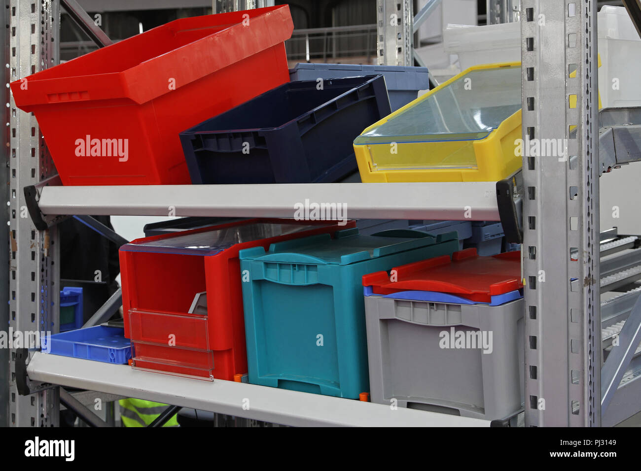 Colorful plastic boxes and crates for shipping transportation Stock ...