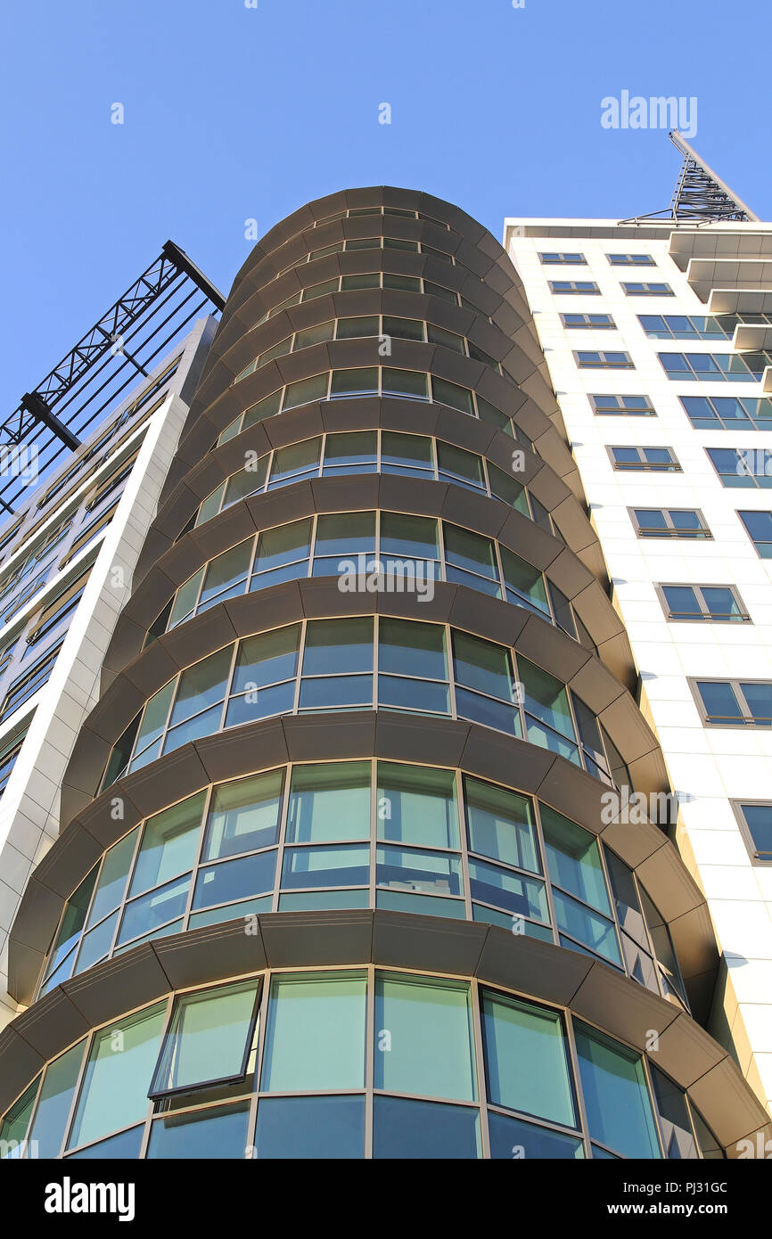 Modern building exterior with oval glass room Stock Photo - Alamy