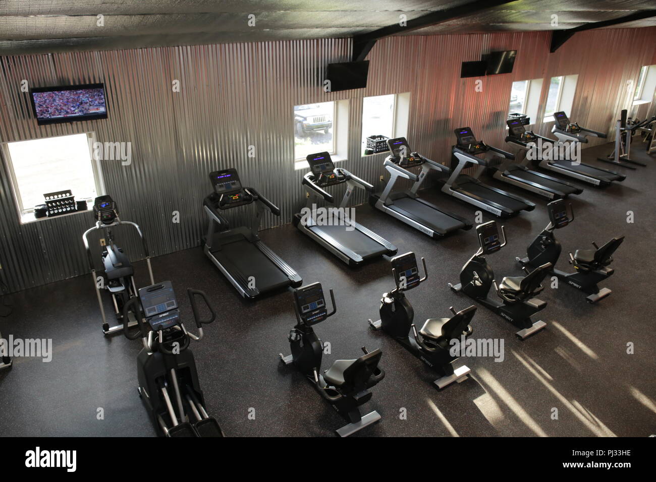 fitness equipment at a modern gym Stock Photo - Alamy