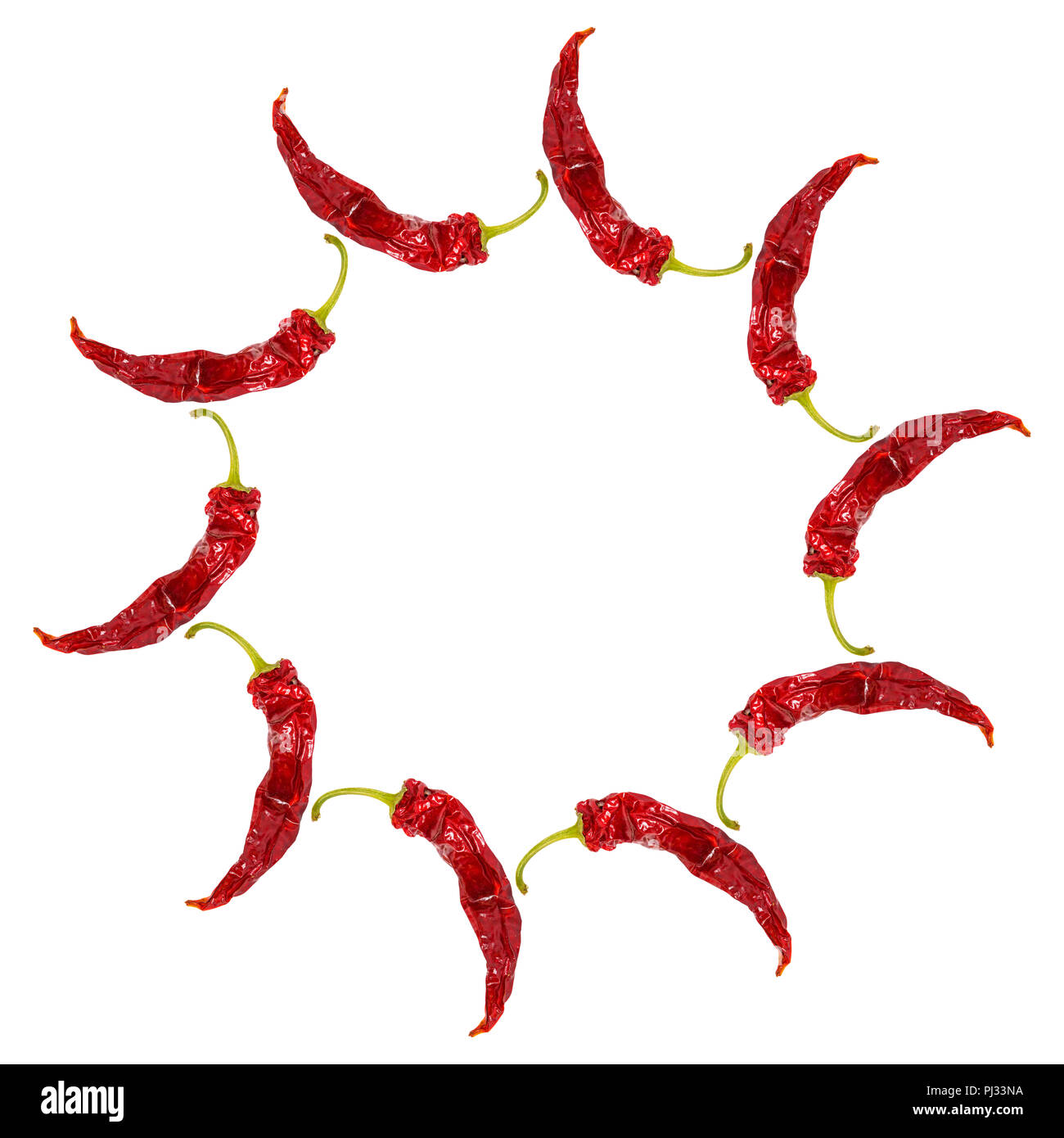Round frame of chili peppers isolated on white background Stock Photo ...