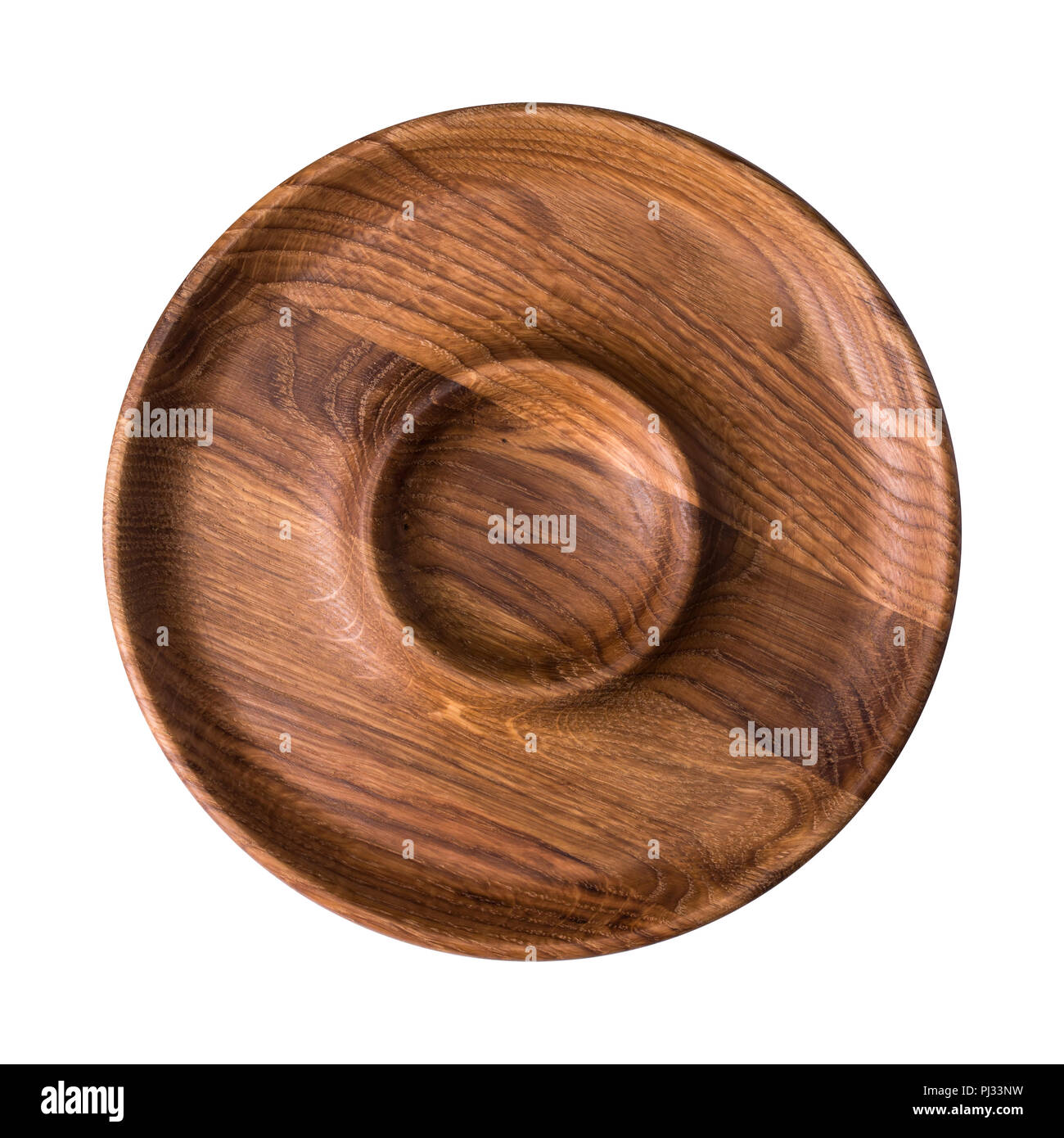 Wooden plate on white background. View from above Stock Photo - Alamy
