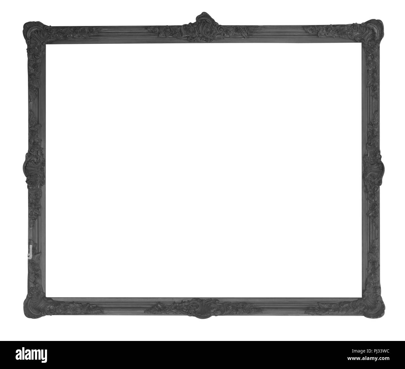 Black picture frame isolated on a black background Stock Photo - Alamy