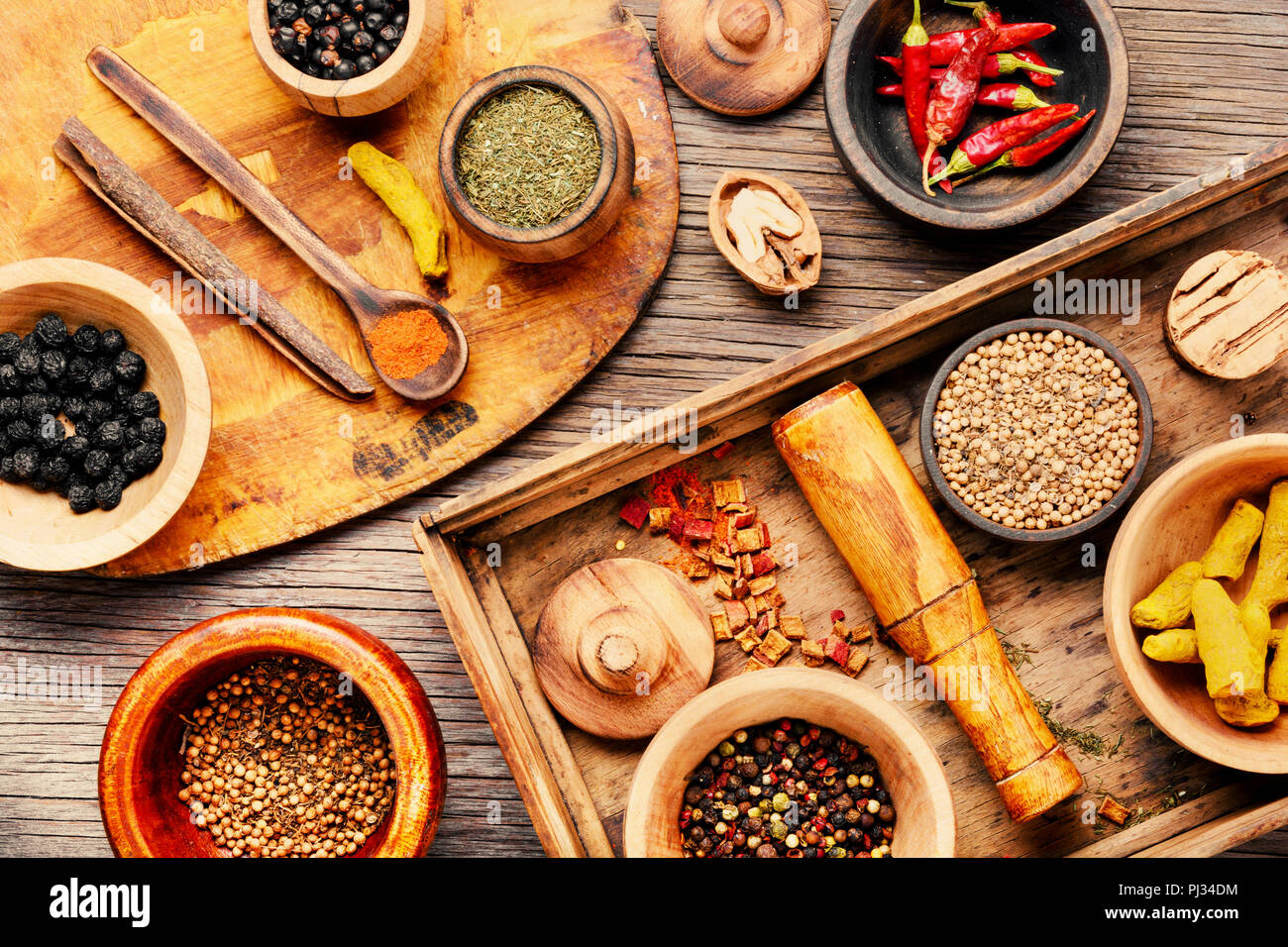 Big set Indian spices and herbs.Food and cuisine ingredients.Spices ...