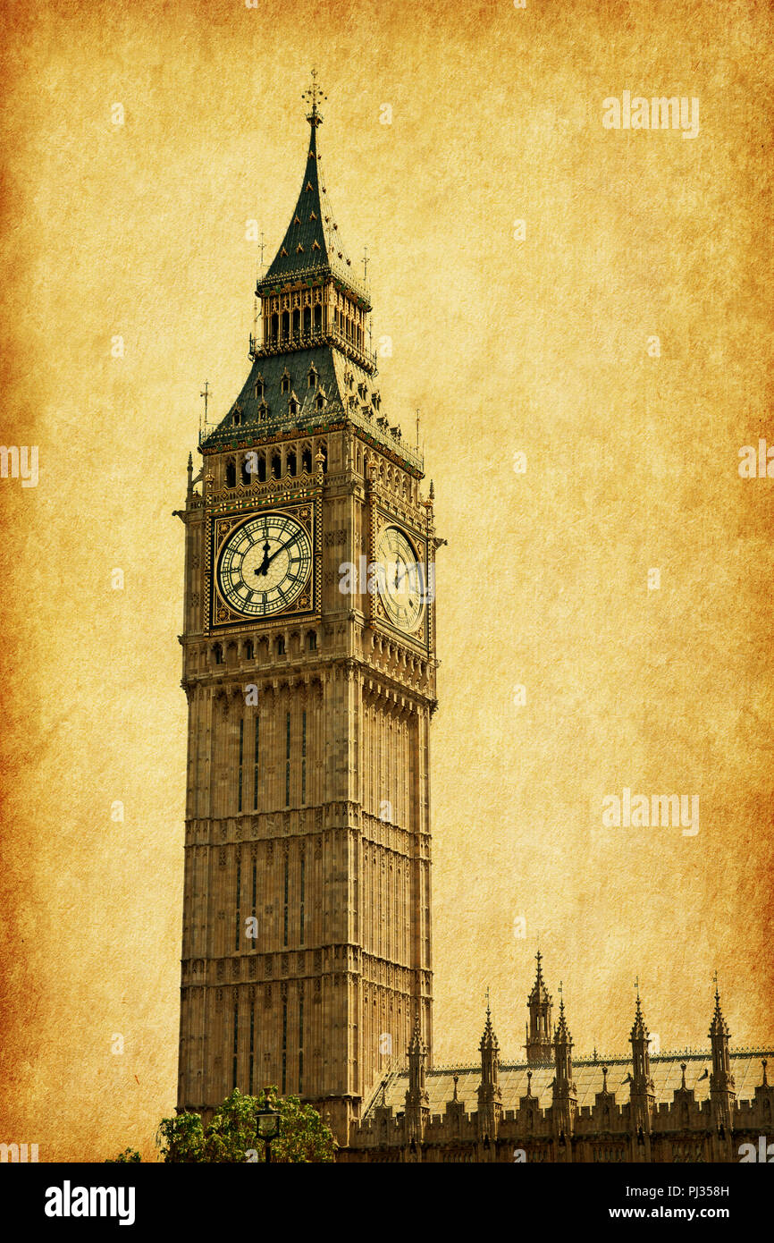 Big Ben, London, UK. Added paper texture Stock Photo - Alamy