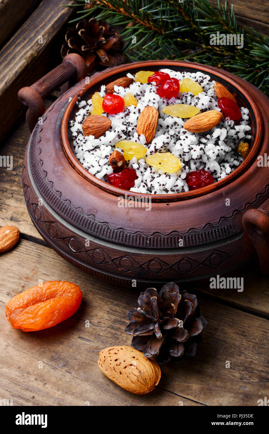 Christmas porridge.Kutya.Traditional Christmas table.Ukrainian ...