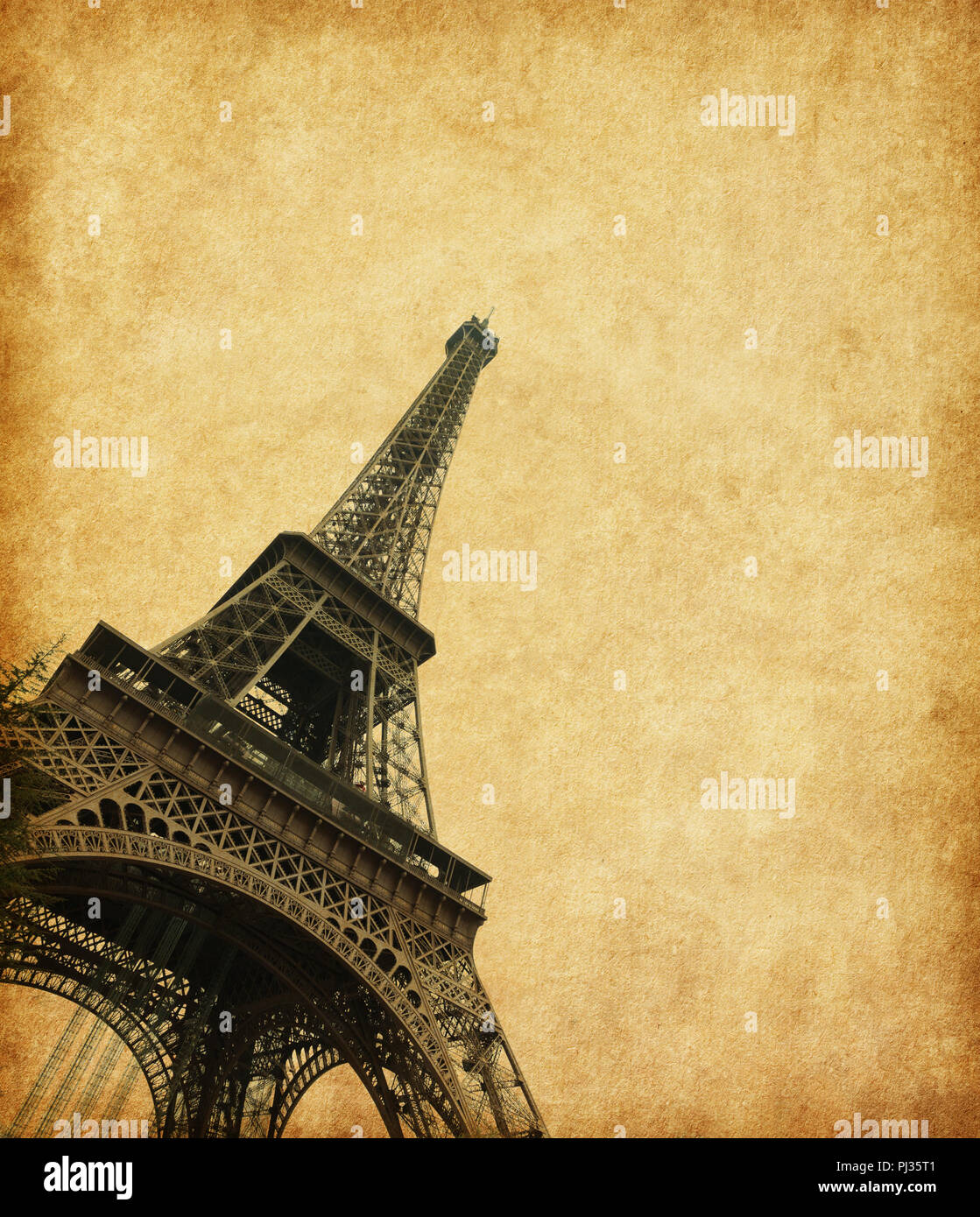 Eiffel Tower in spring time, Paris, France. Photo in retro style. Added ...