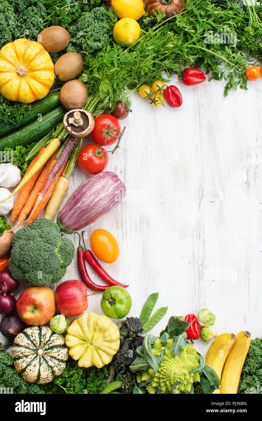 Fruits and vegetables top view hi-res stock photography and images - Alamy