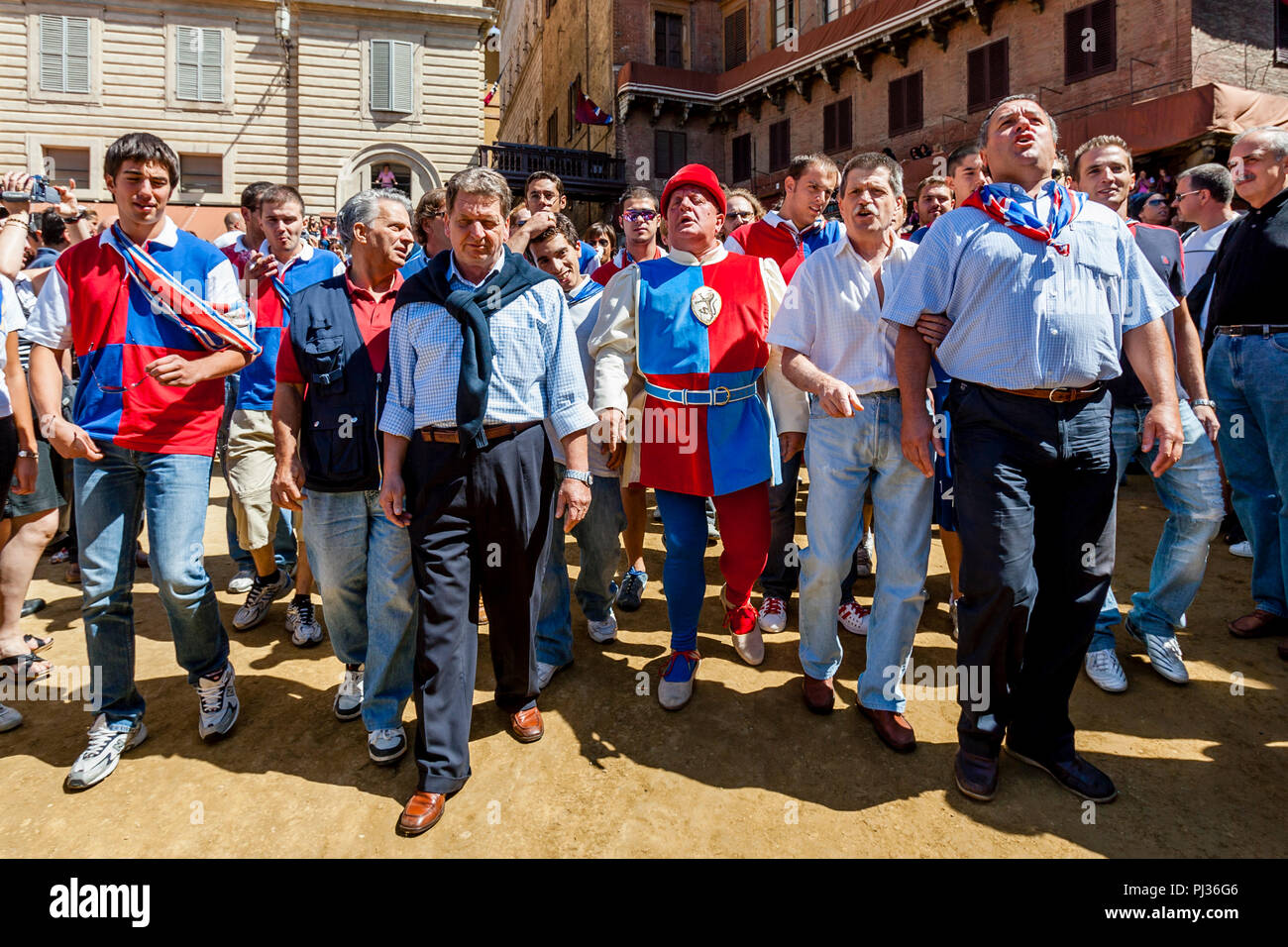 The Pantera (Panther) Contrada Arrive In The Piazza Del Campo With ...