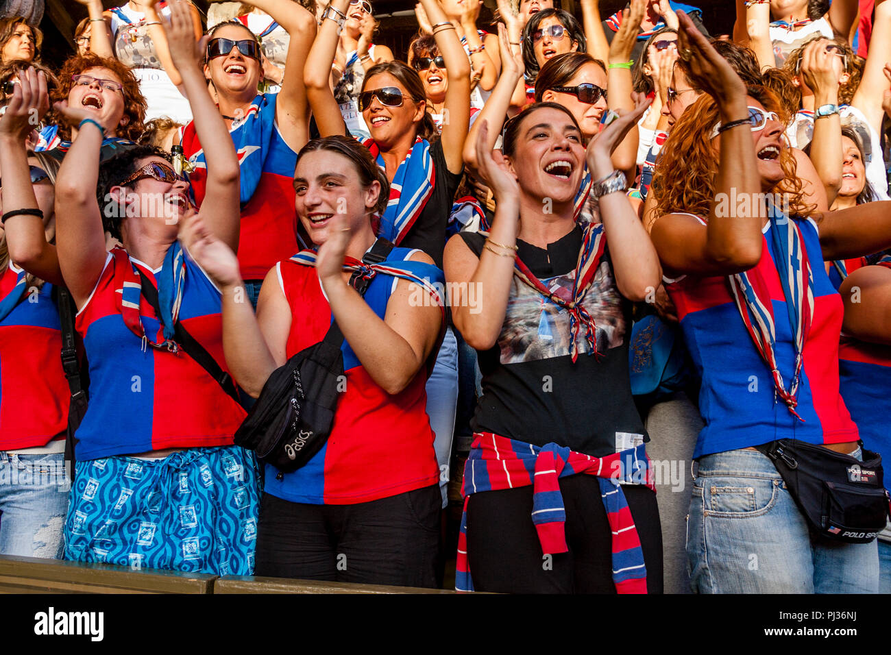 Female Members Of The Pantera (Panther) Contrada In The Piazza Del ...