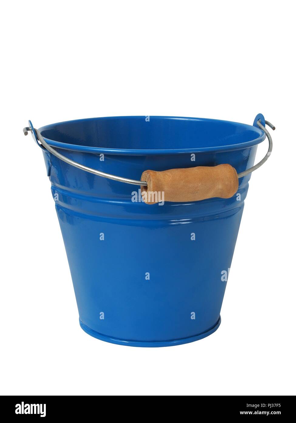 Blue metal bucket isolated on white background Stock Photo - Alamy