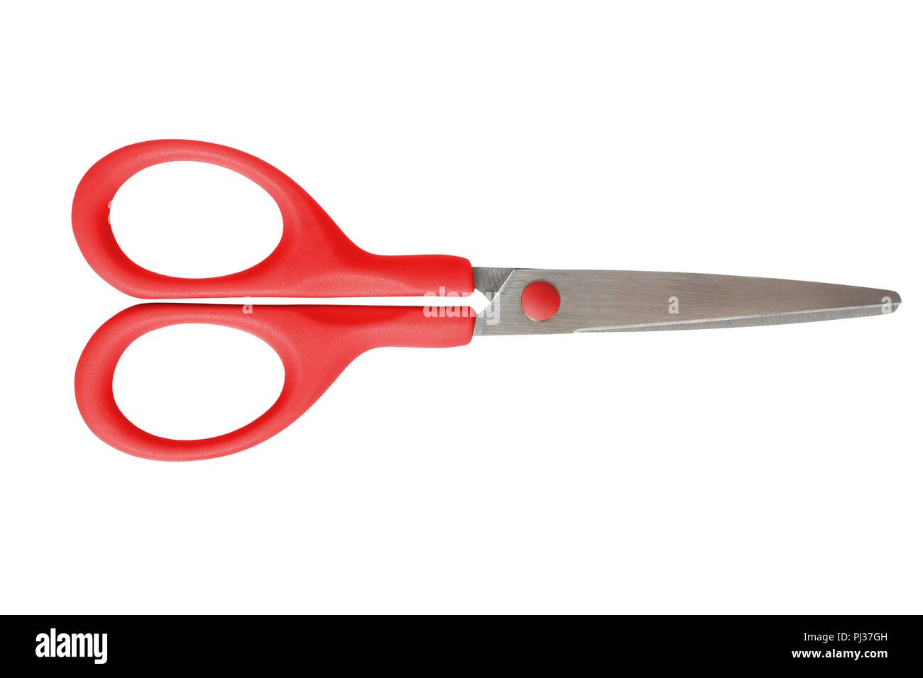 Closed scissors with red handles isolated on white background Stock ...