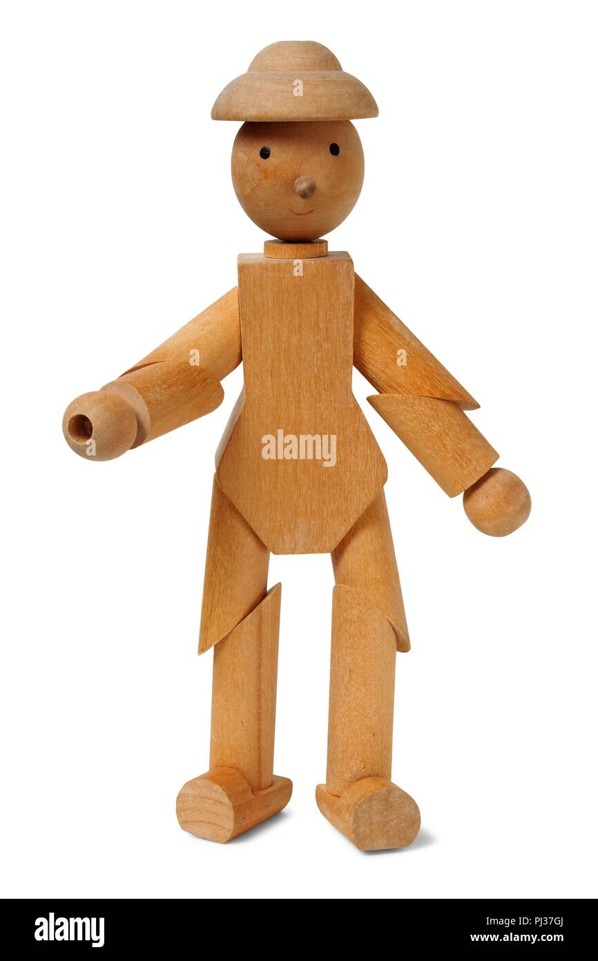 Small wooden mannequin isolated on white background Stock Photo - Alamy