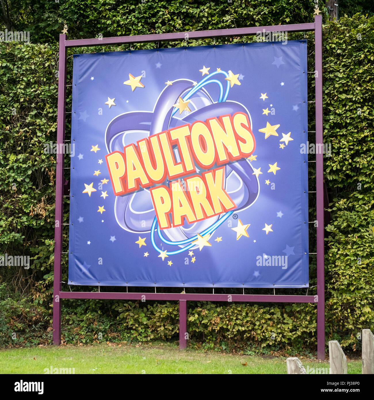 Paultons Park sign, Ower, Romsey, Southampton, England, United Kingdom ...