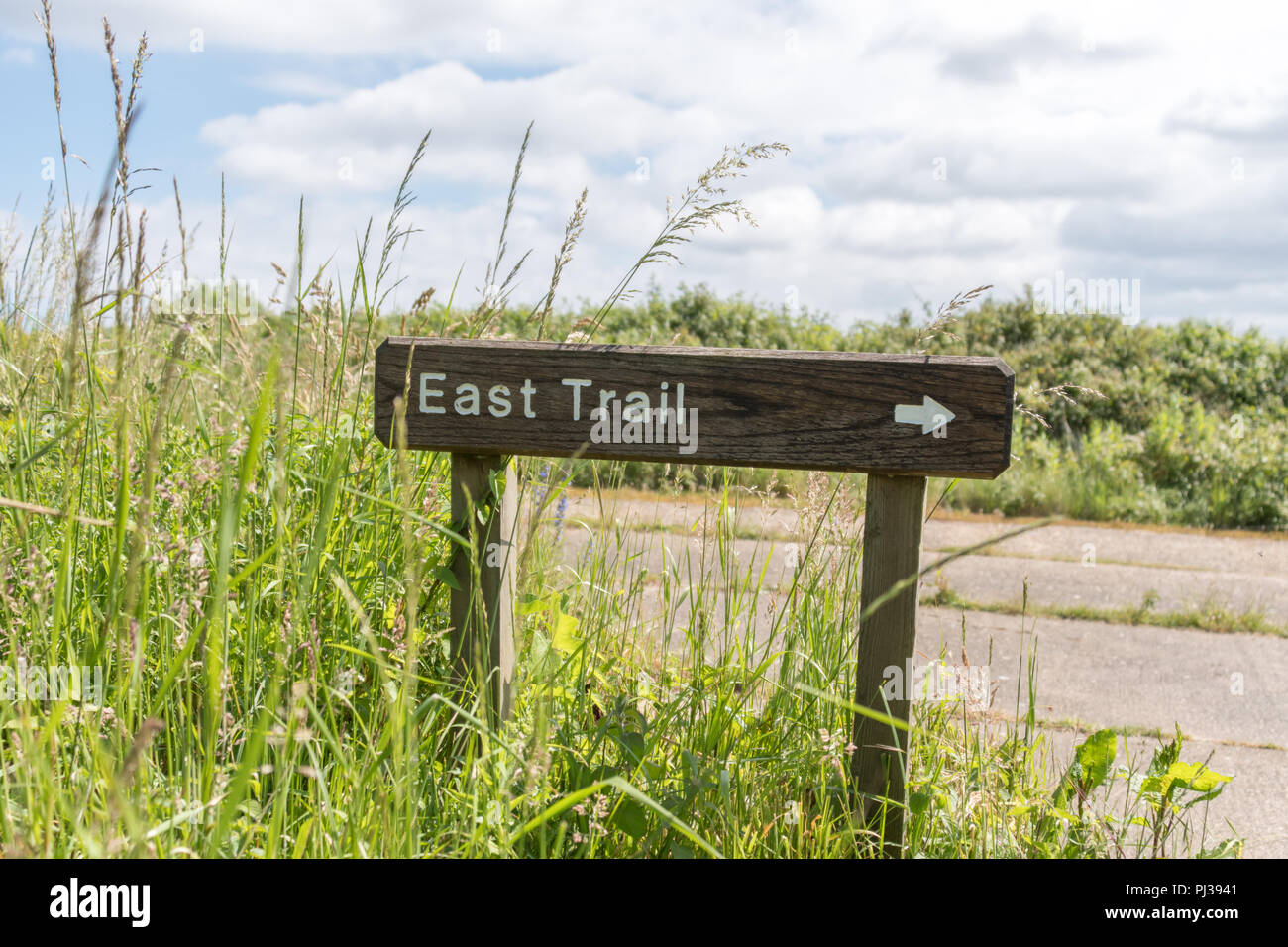 RSPB Titchwell Marsh signpost Stock Photo - Alamy
