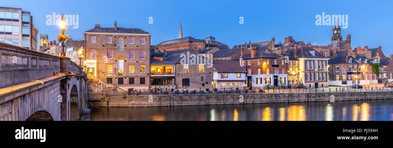 Panorama York cityscape along river ouse sunset dusk, York Yorkshire ...