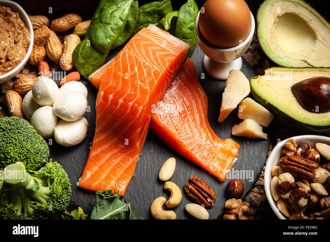 Keto diet food ingredients Stock Photo - Alamy