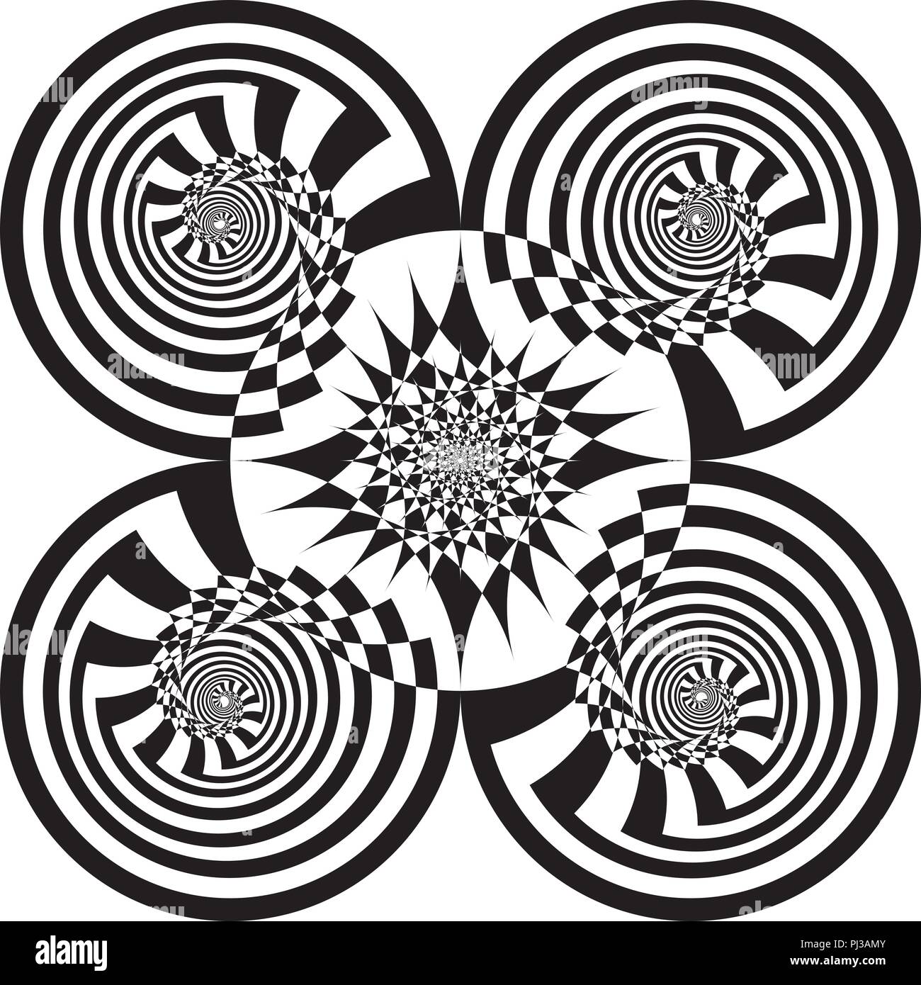 Abstract Arabesque Snail Multiple Perspective black on transparent ...