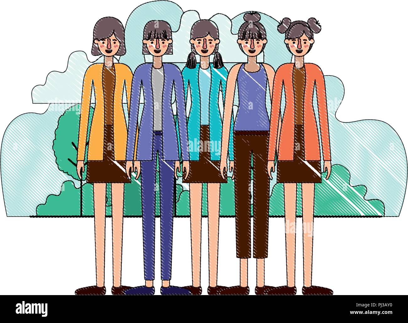 group of women in the field characters Stock Vector Image & Art - Alamy
