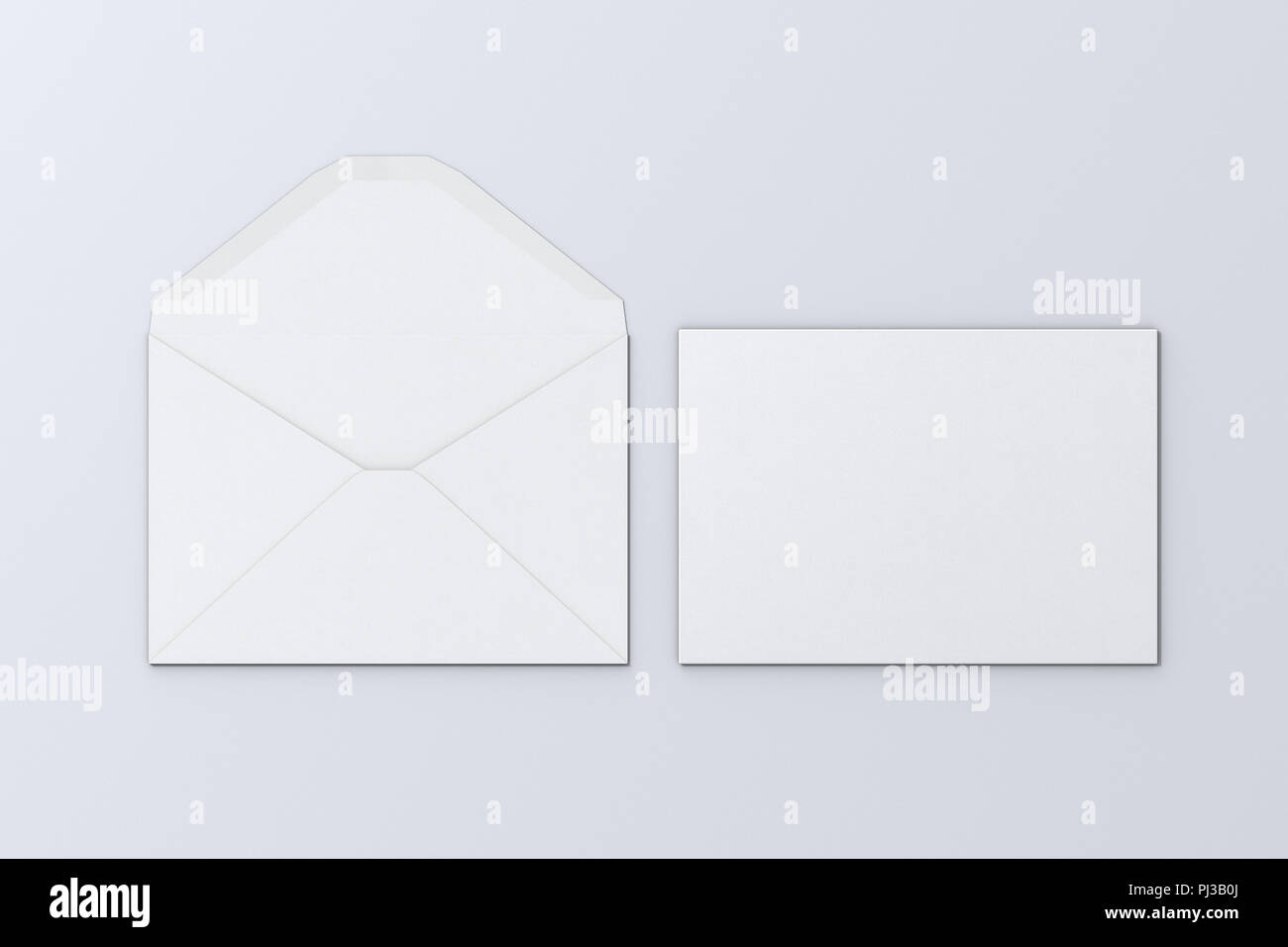 White blank closed envelope and open envelope on white background. 3d ...