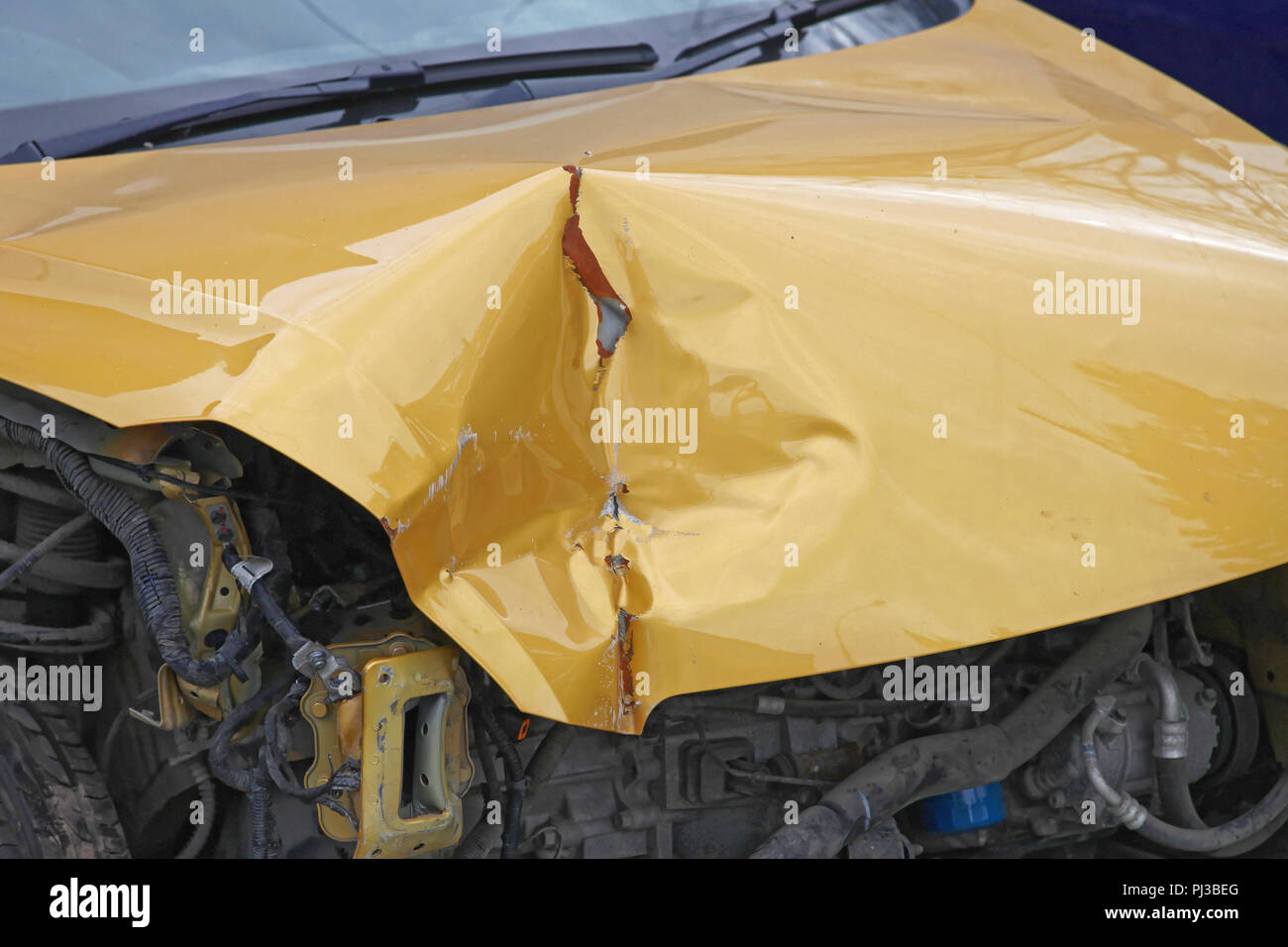 Bended Metal Damage After Car Crash Collision Stock Photo - Alamy