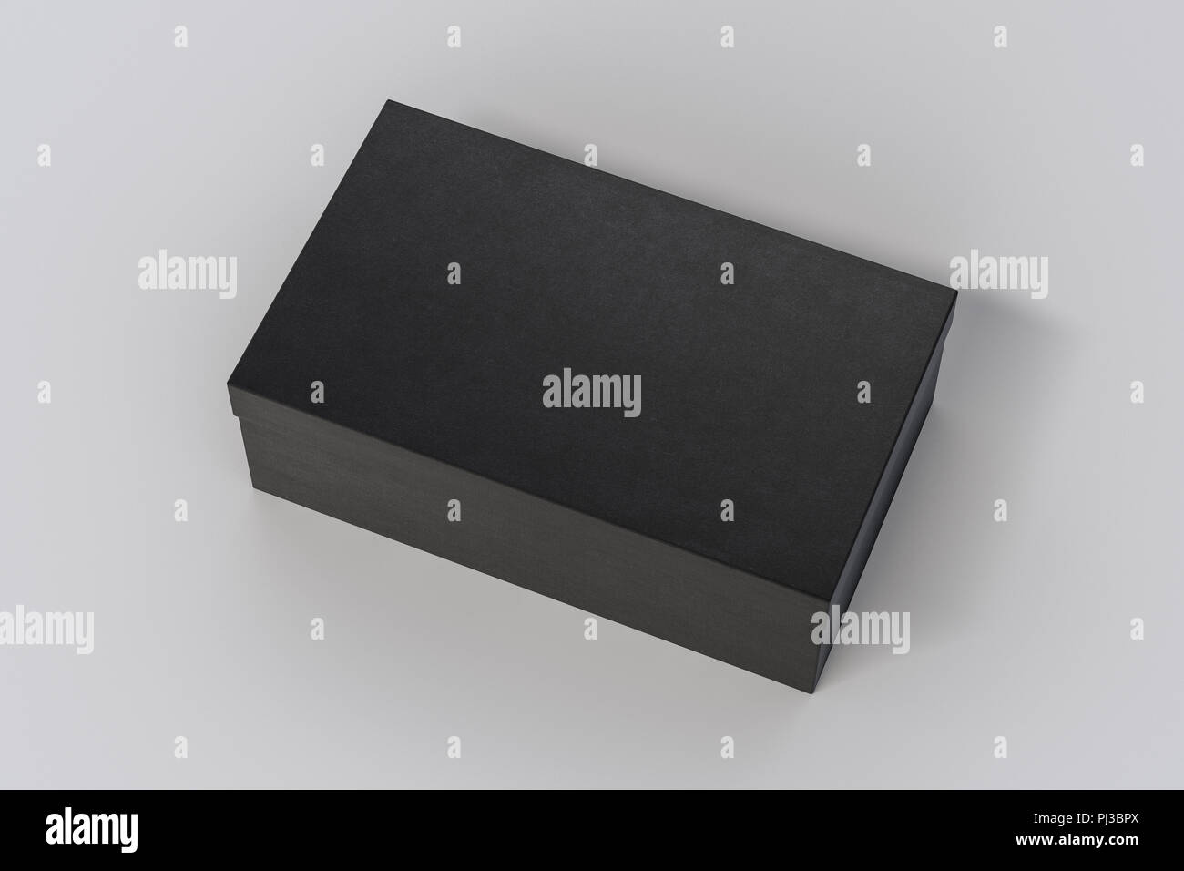 Black shoe box container on white background. Packaging mockup. 3d ...