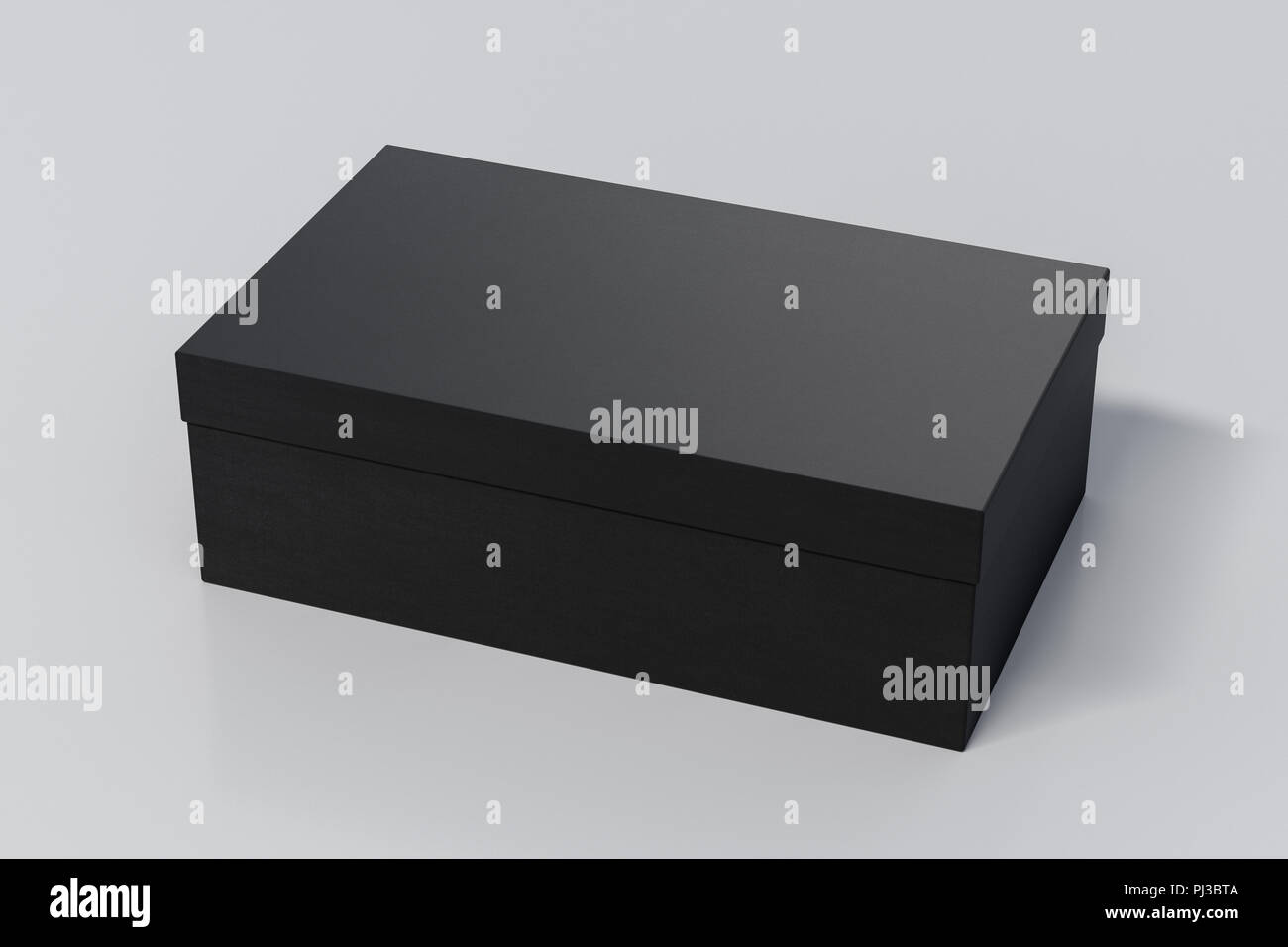 Black shoe box container on white background. Packaging mockup. 3d ...