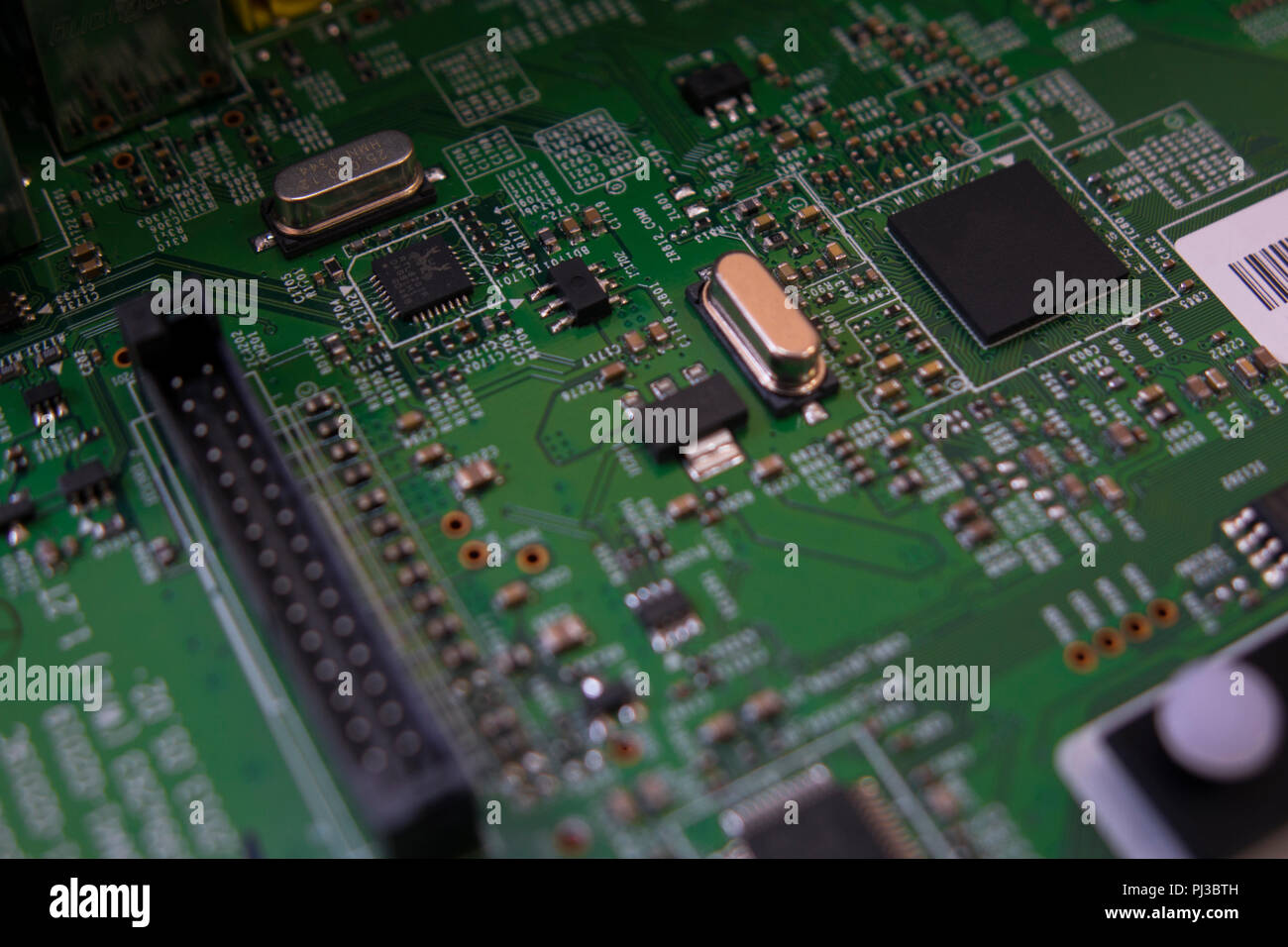 Lcd tv electronic circuit. Green color, faded at the sides Stock Photo ...