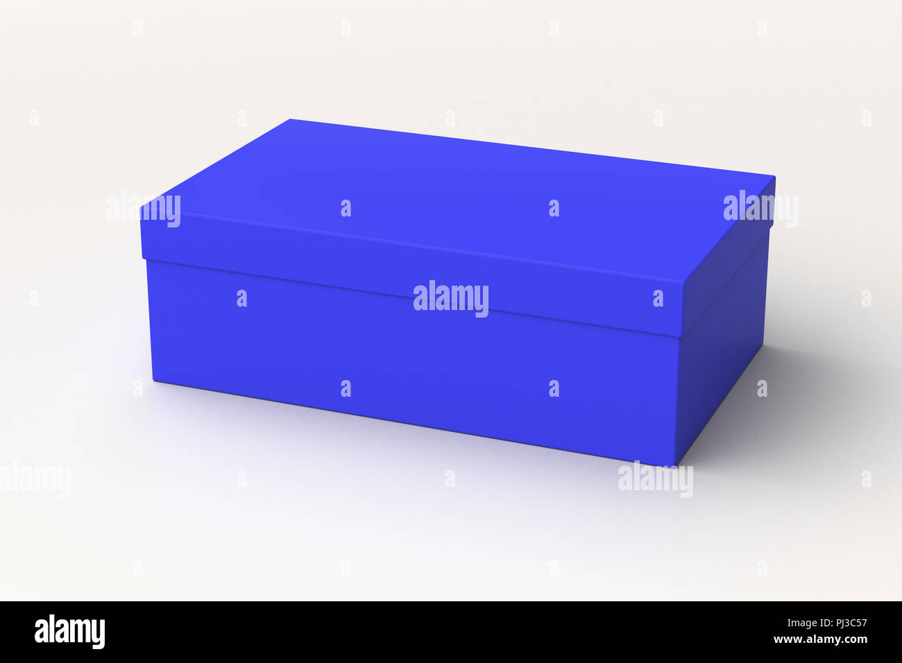 Blue shoe box container on white background. Packaging mockup. 3d ...