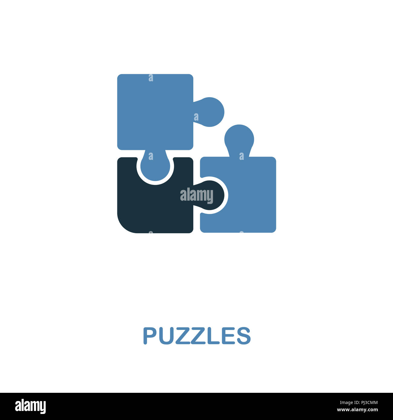 Puzzles icon. Simple element illustration in 2 colors design. Puzzles ...