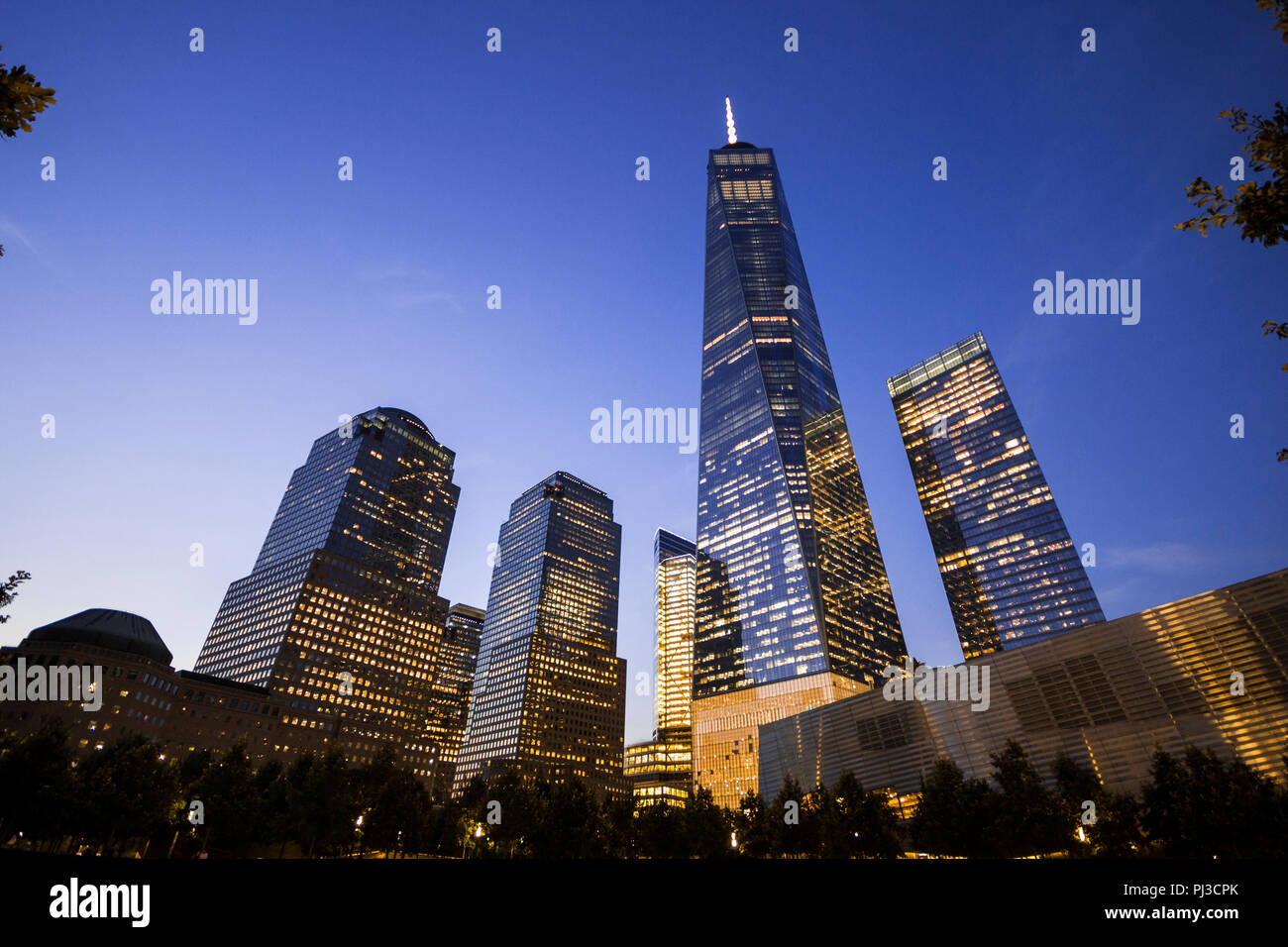 New York City. The One World Trade Center or Freedom Tower at night ...