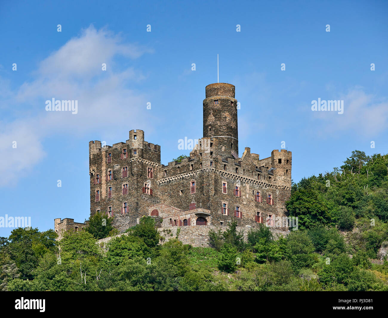 14th century Maus Castle (Burg Maus, Mouse Castle) above the village of ...