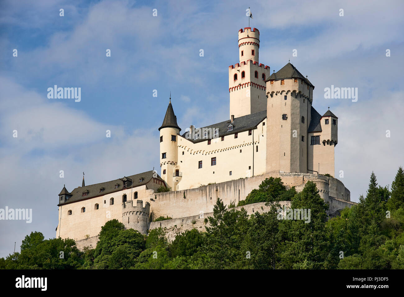 Marksburg 12th century medieval castle above the town Braubach in ...