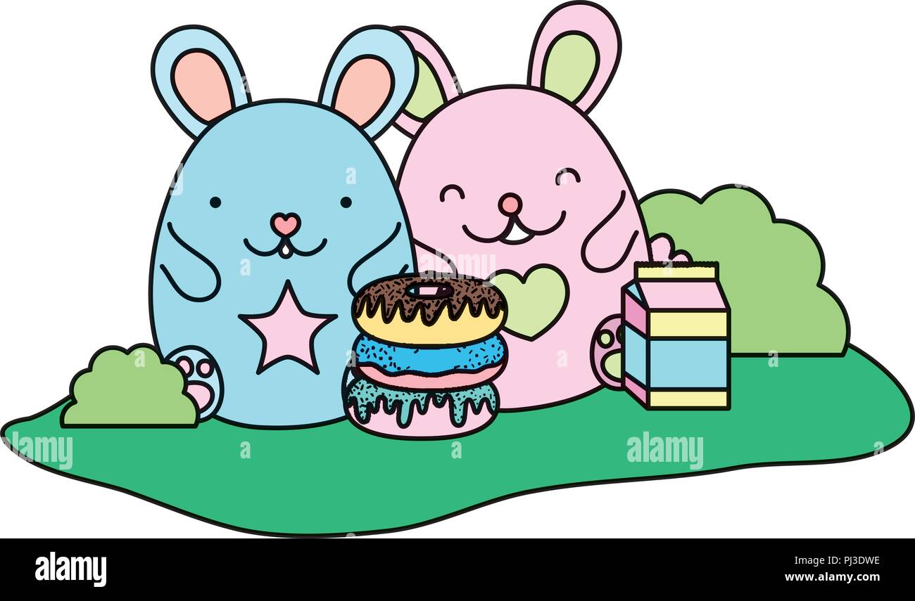 color cute mice with donuts and milk box Stock Vector Image & Art - Alamy