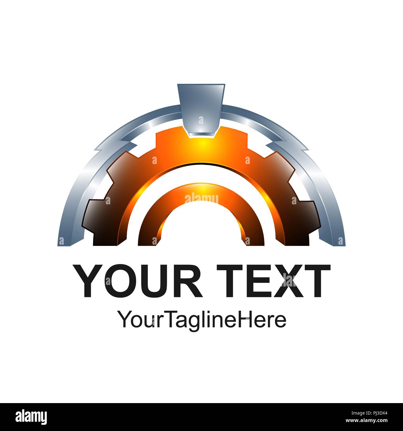 Vector 3D half gear icons machine and movement logo illustration Stock ...