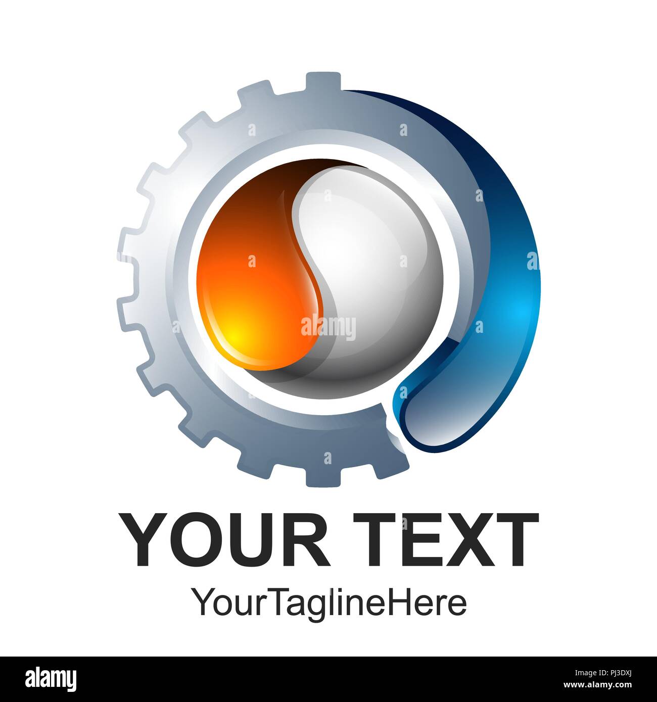 Vector 3D abstract gear icons machine and movement logo illustration ...