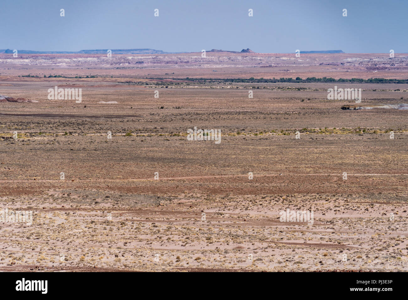 Vast open desert view of Petrified Forest National Park in Arizona ...
