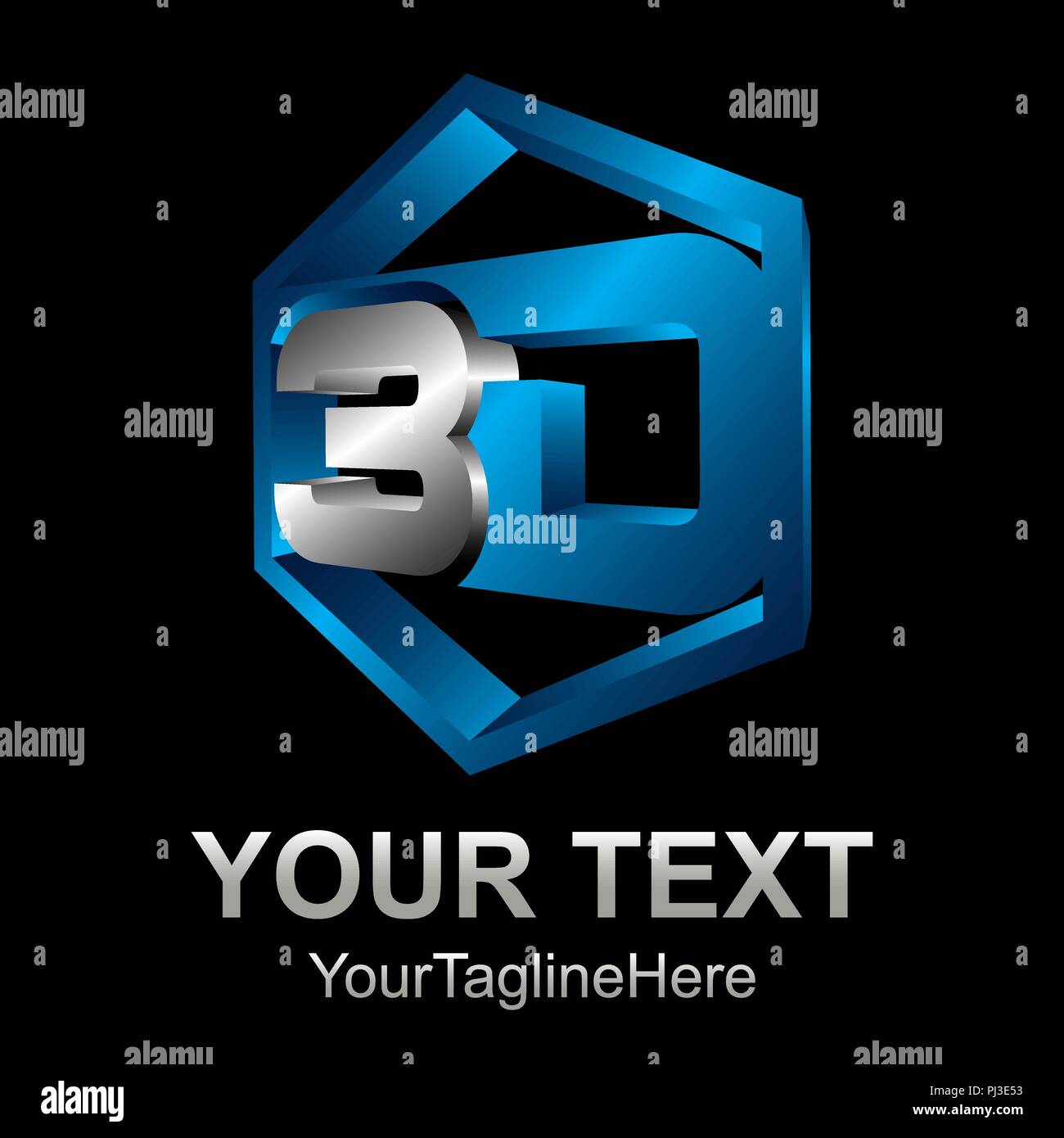 3d text shape vector icon logo illustration. 3d shape rengering design ...