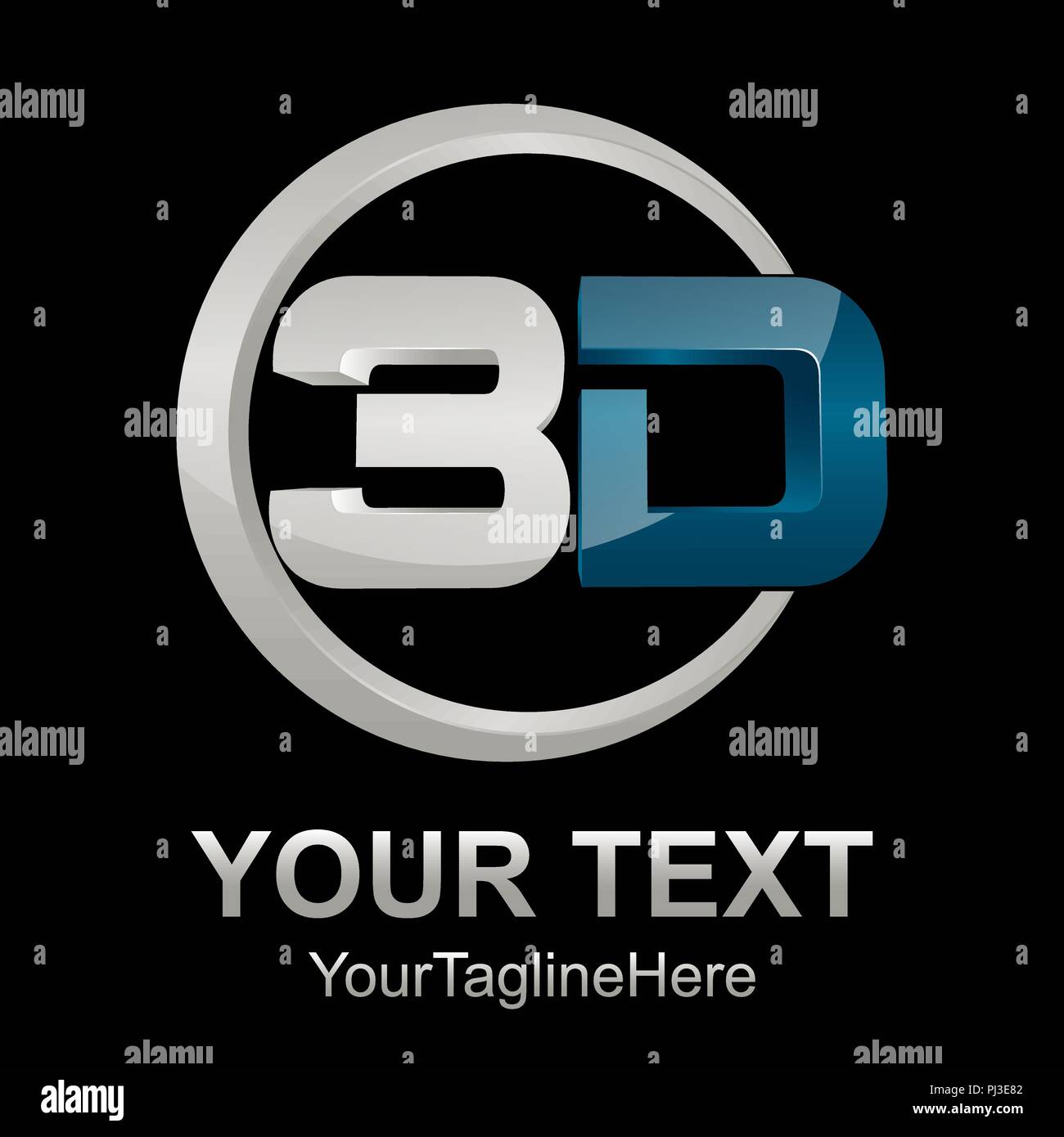 Abstract 3d text shape vector icon logo illustration. 3d shape ...