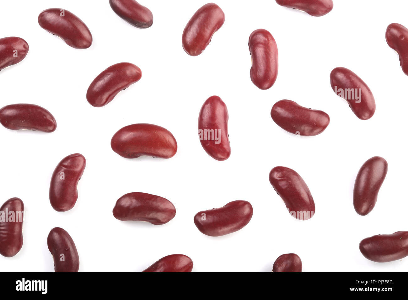 red kidney bean isolated on white background. Top view. Flat lay Stock Photo - Alamy