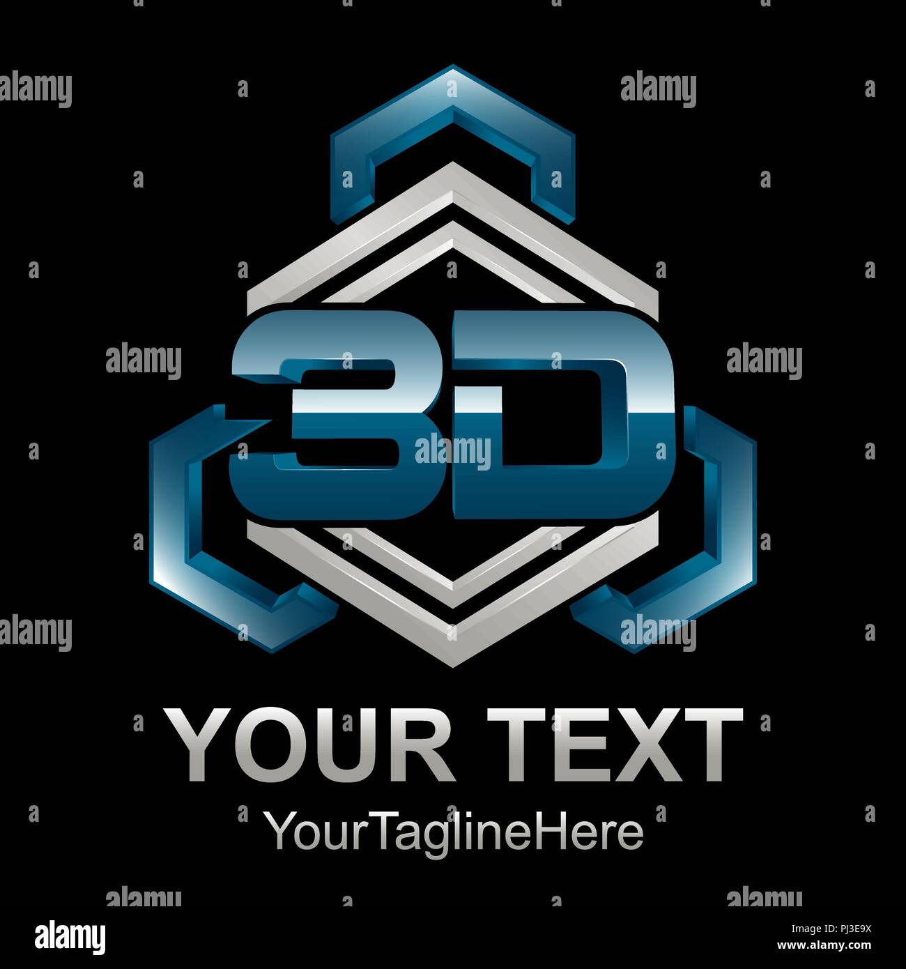 Abstract 3d text shape vector icon logo illustration. 3d shape ...