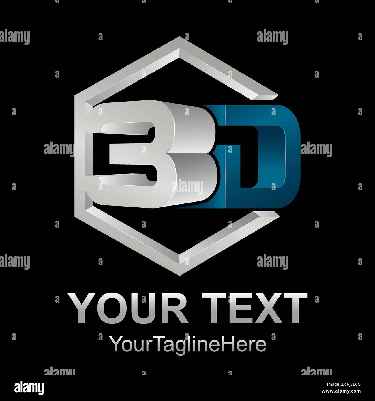 Abstract 3d text shape vector icon logo illustration. 3d shape ...