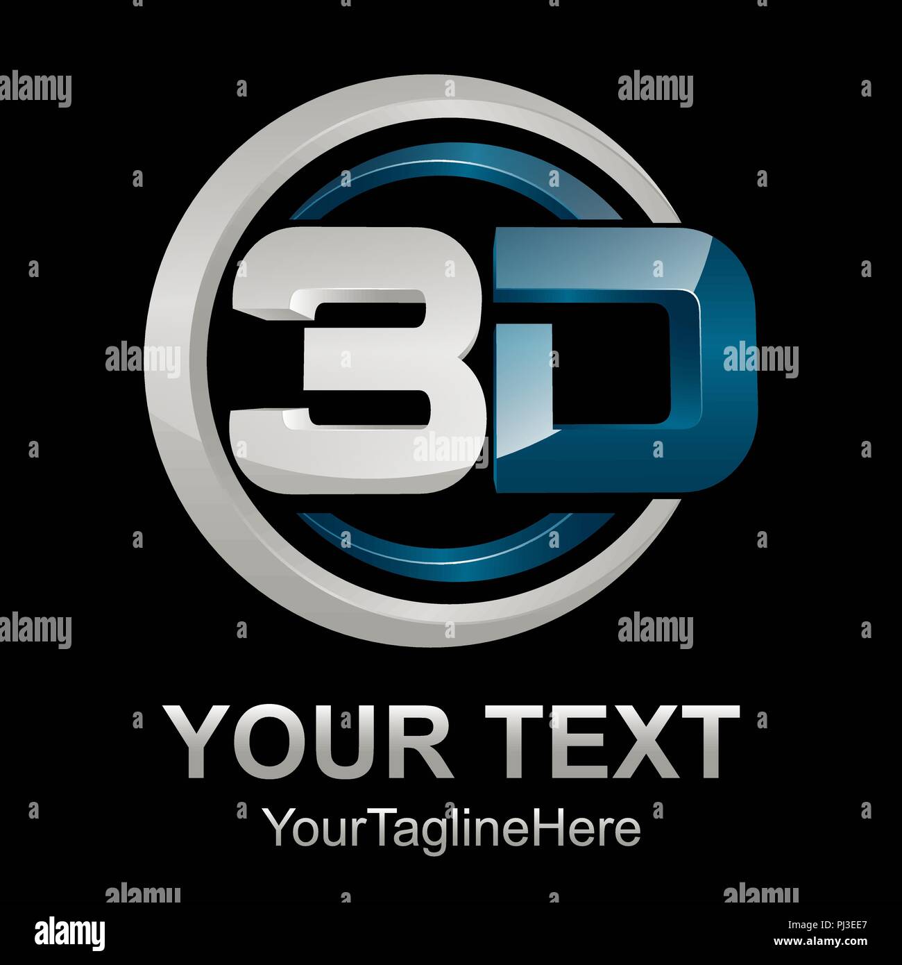 Abstract 3d text shape vector icon logo illustration. 3d shape ...