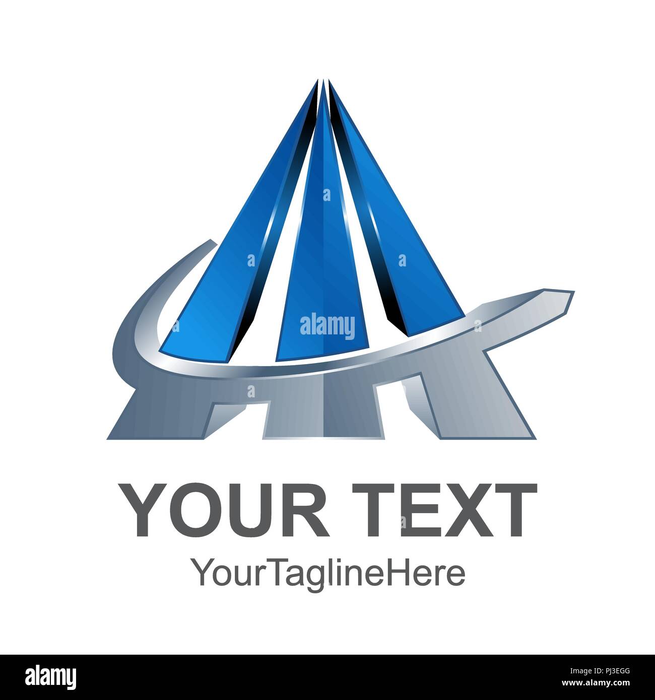 3D triangle pyramid swoosh with three pillars and a swoosh logo element ...