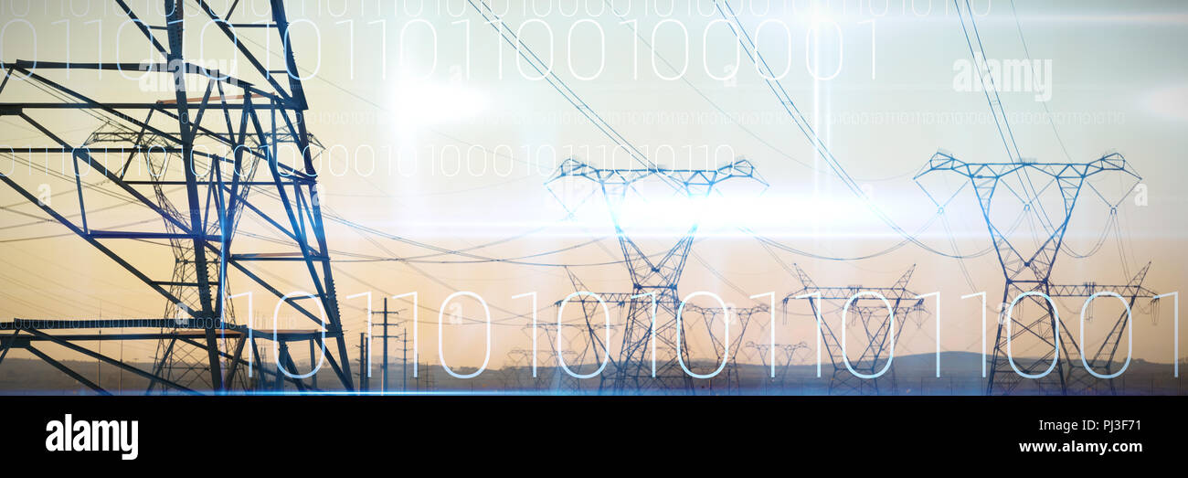 Composite image of blue technology design with binary code Stock Photo ...