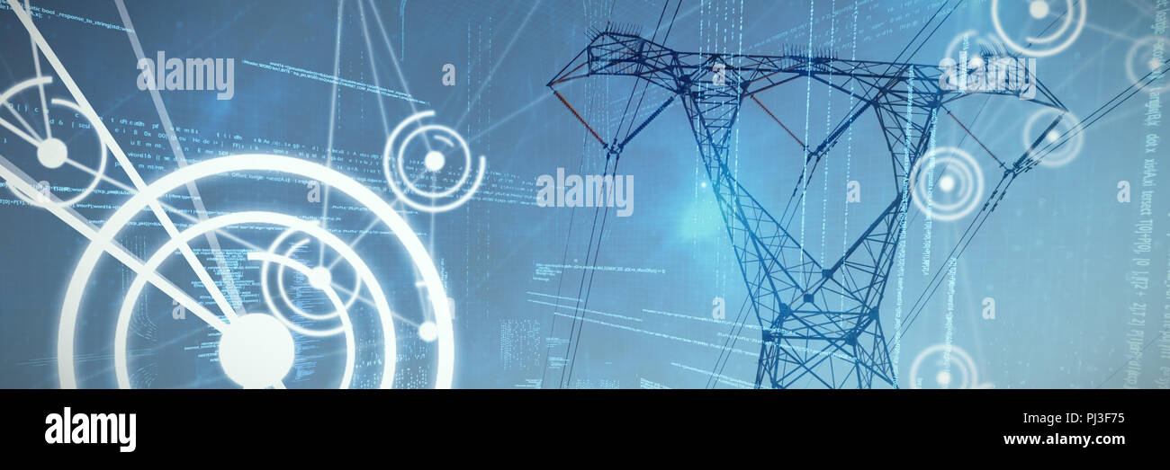 Composite image of binary codes and lines Stock Photo - Alamy