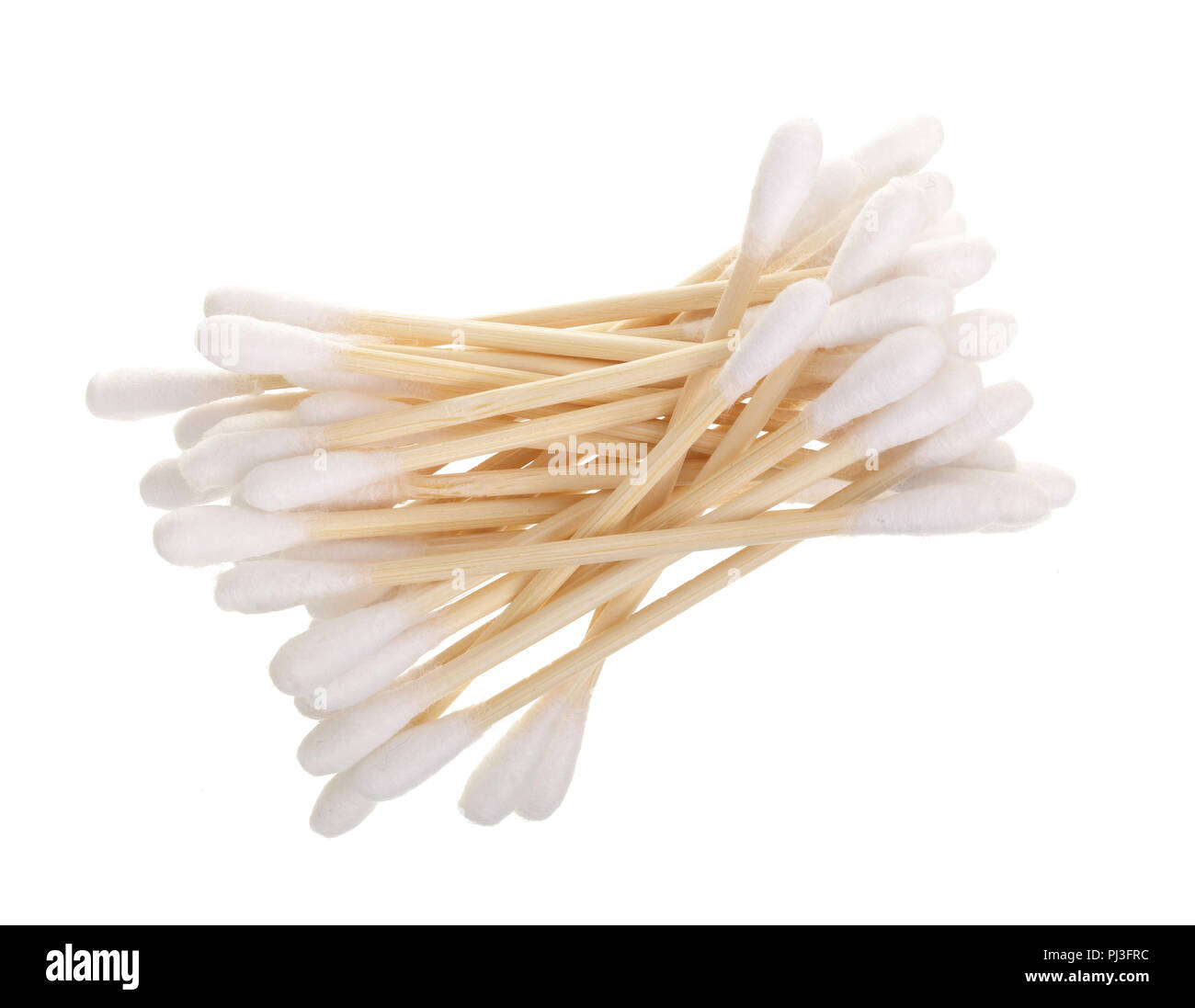 Cotton ear stick isolated on white background macro top view. Flat lay ...